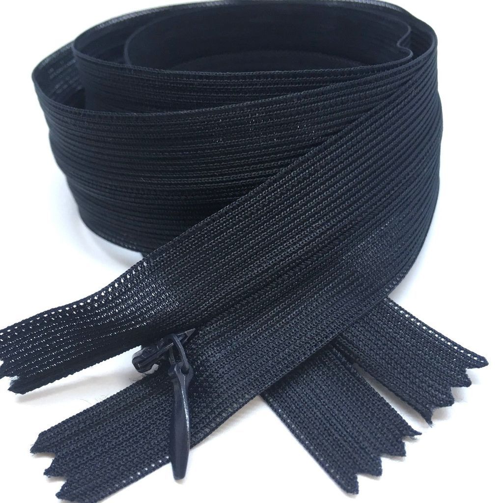 Black Invisible Concealed Zips Zippers - 16cms to 65cms / 6" to 26 ...