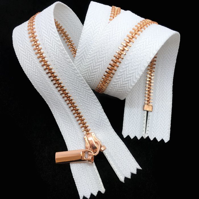 Metal Polished ROSE GOLD Teeth Zips No 3 Weight Zip - Closed End (RG3CE ...
