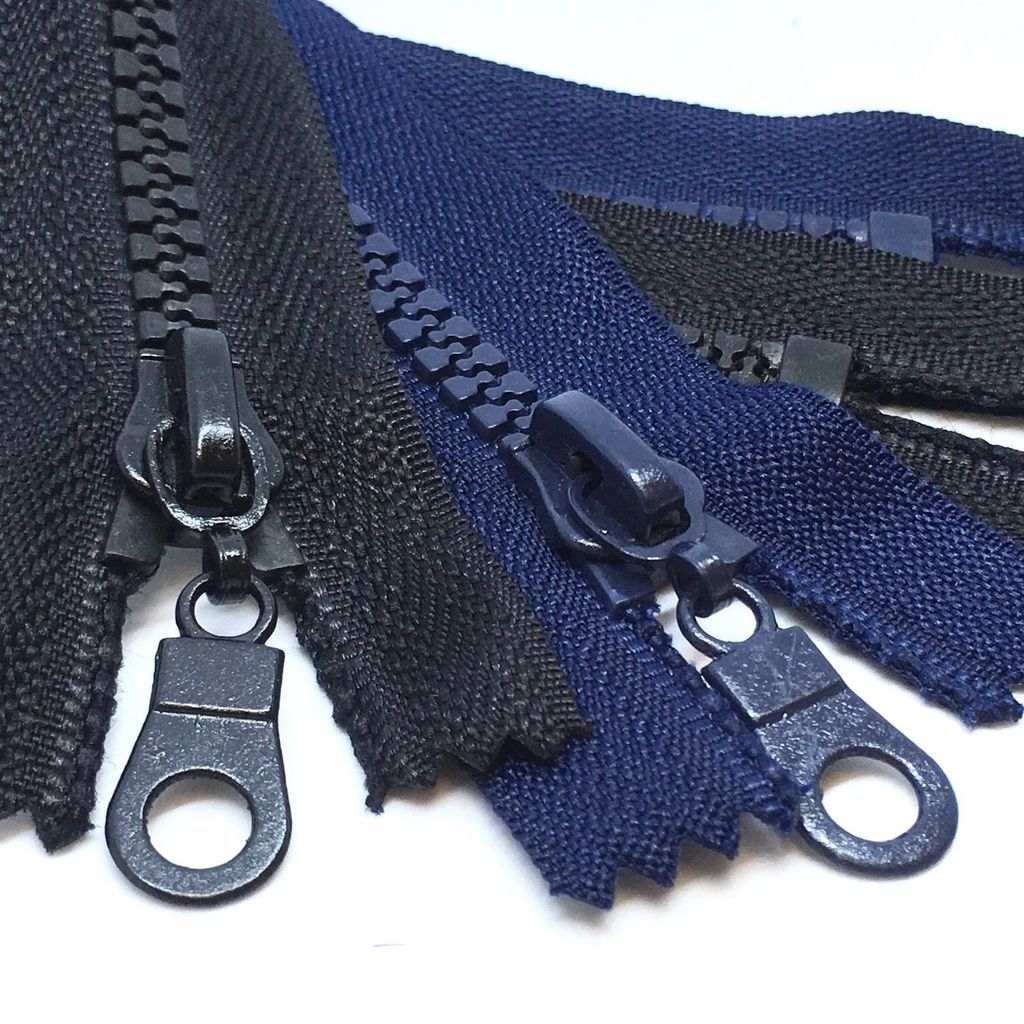 Black or Navy, Closed End Chunky Plastic Teeth Zips, 14cms - 30cms long ...